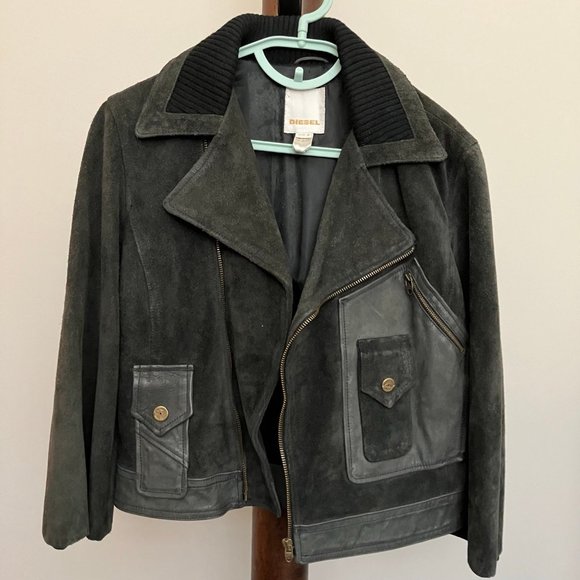 Diesel | Jackets & Coats | Diesel Suede Vintage Green Leather Jacket ...